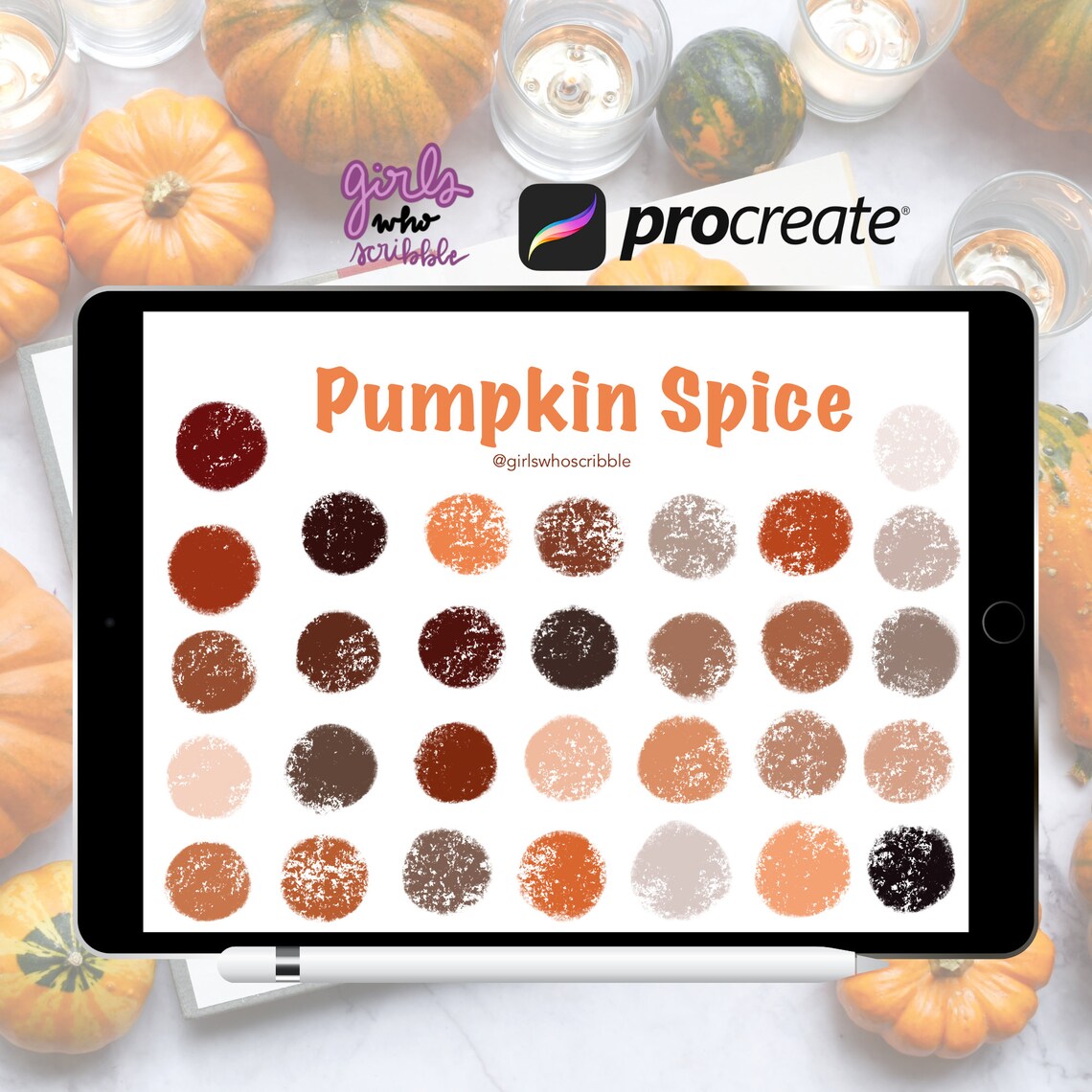 Procreate Pumpkin Color Palette, Procreate Palette, 30 Color Swatches ...