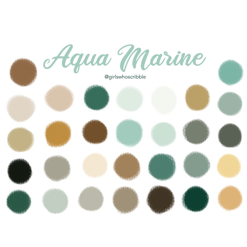 Aqua Color Palette, Procreate Blue Palette, 30 Aqua Color Swatches ...