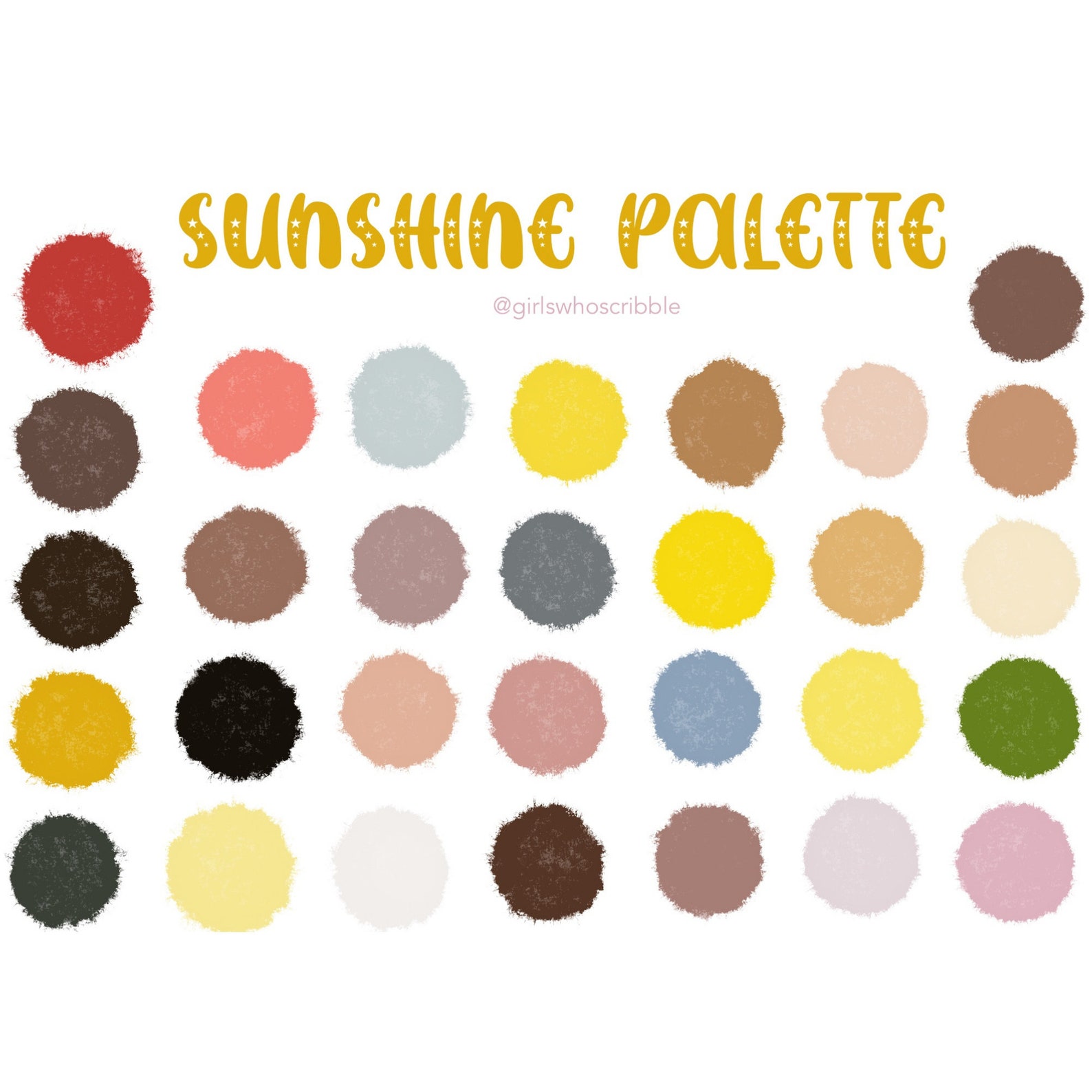 Procreate Sunshine Color Palette, Procreate Sunny Palette, 30 Summer ...