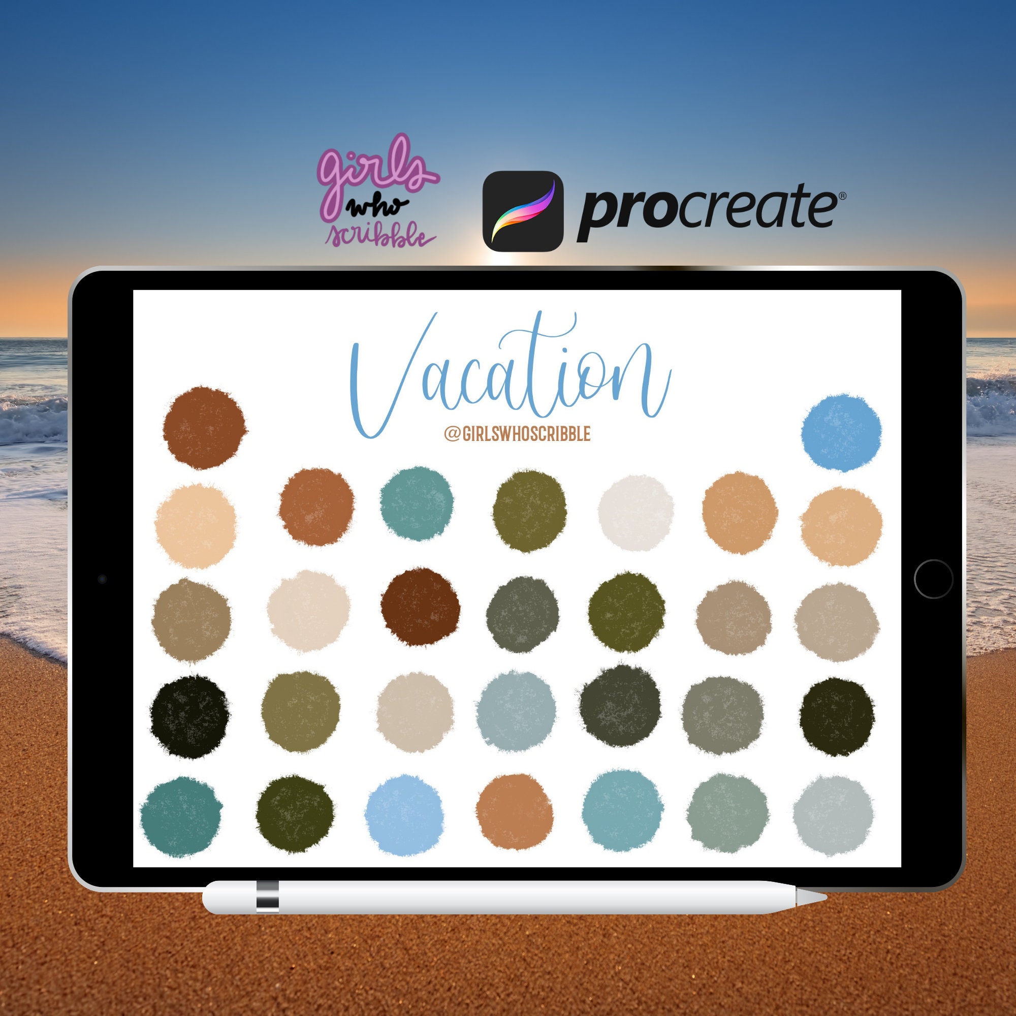 Procreate Vacation Color Palette, Procreate Beach Palette, 30 Beach ...