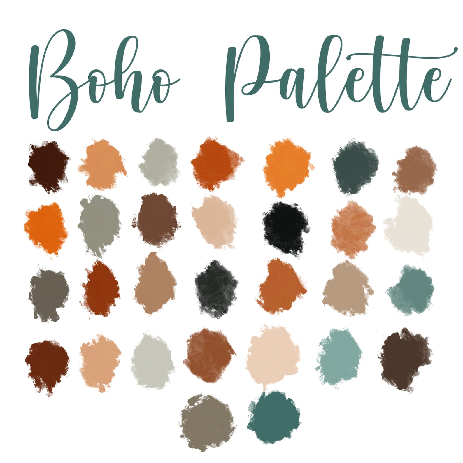 Procreate Boho Color Palette, Procreate Boho Palette, 30 Boho Color ...
