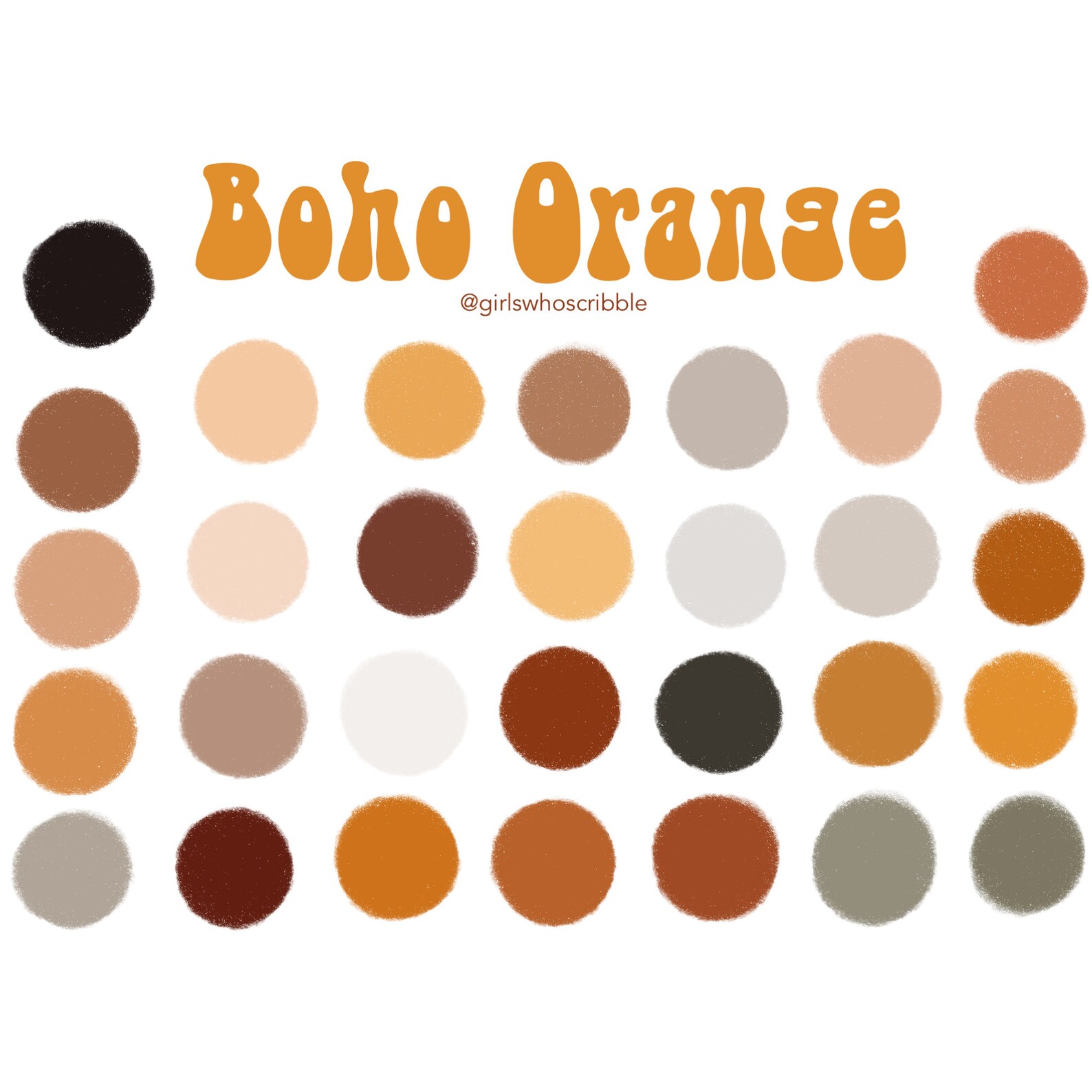 Procreate Boho Color Palette, Procreate Boho Orange Palette, Boho Color ...