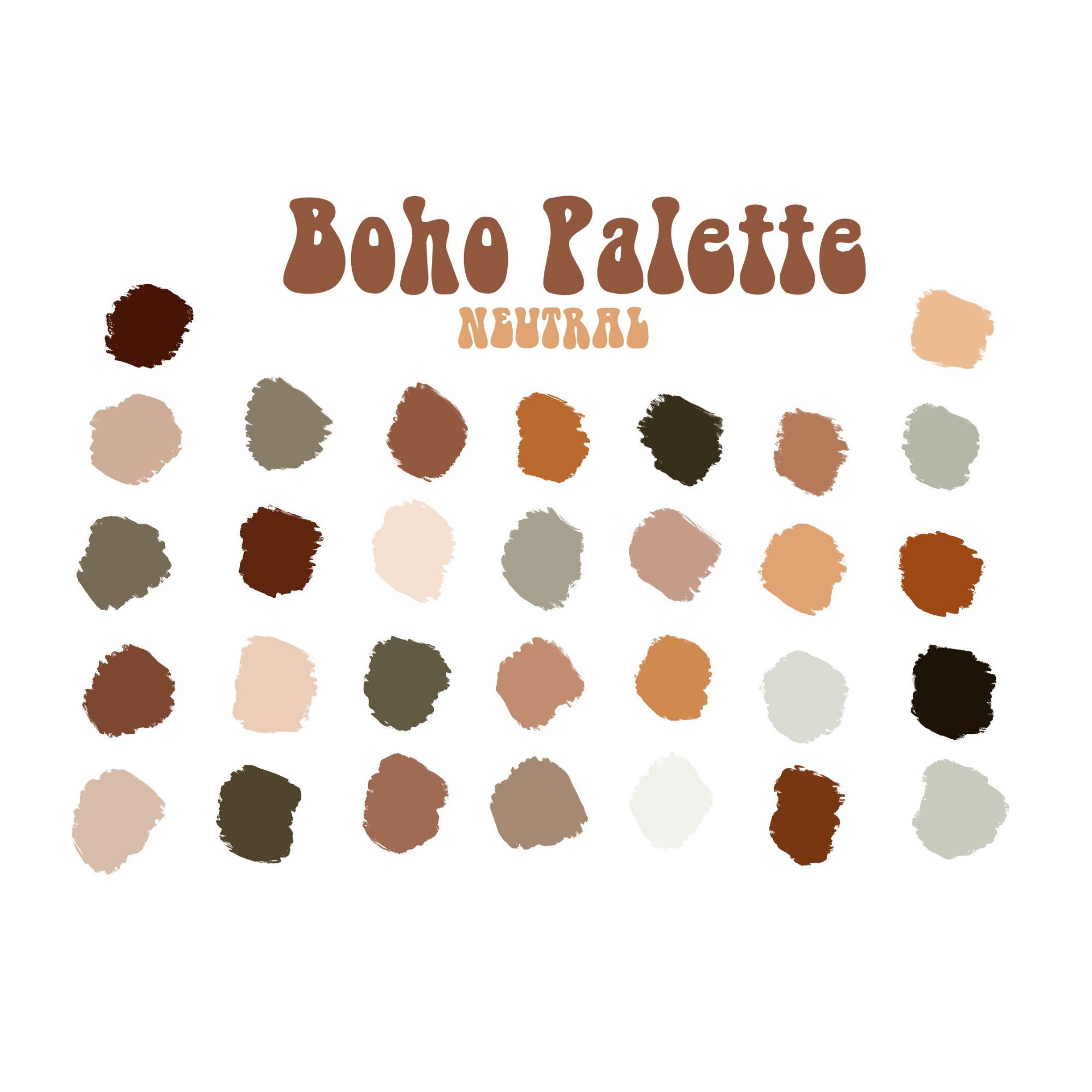 Procreate Boho Color Palette, Procreate Boho Neutral Palette, 30 Boho ...