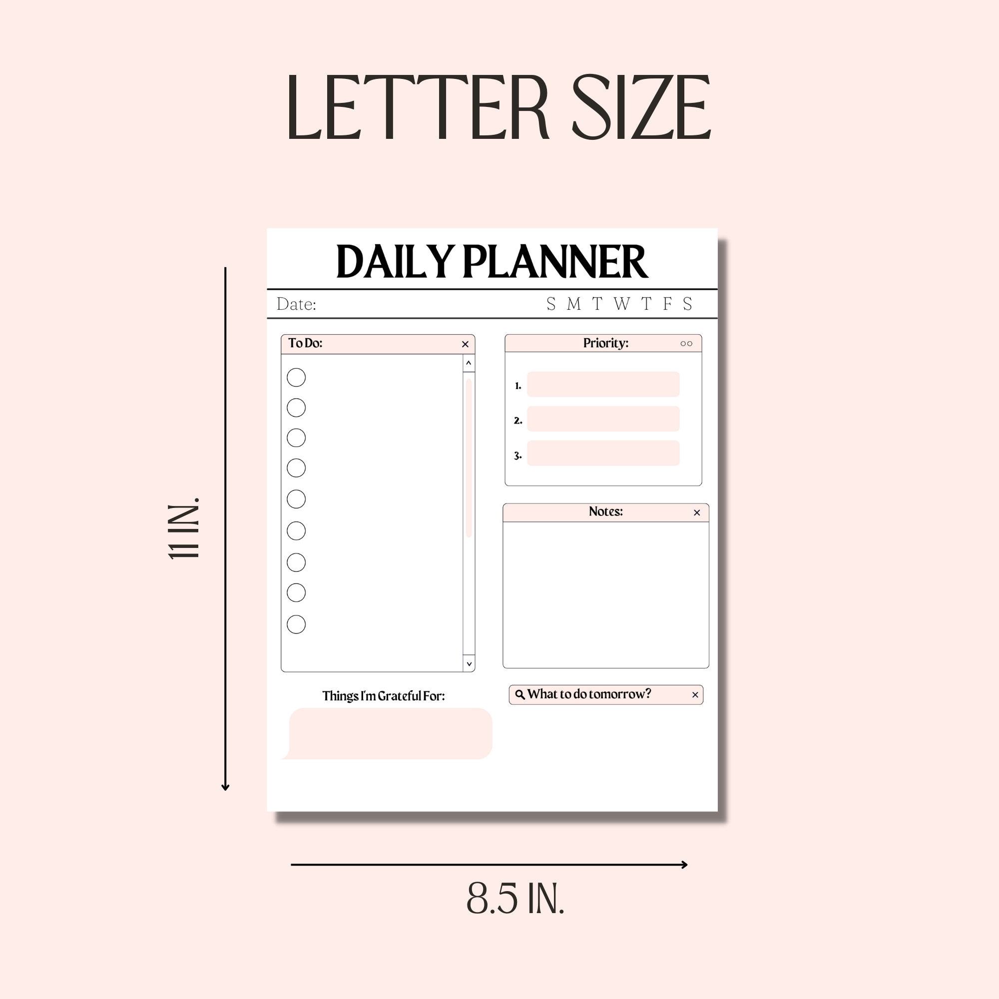 Printable Daily Planner | Digital Daily Planner | Daily Planner Sheet ...