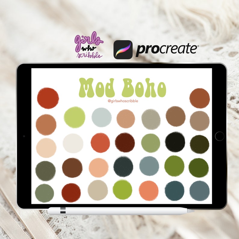 Procreate Boho Color Palette, Procreate Boho Mod Palette, 30 Boho Color ...