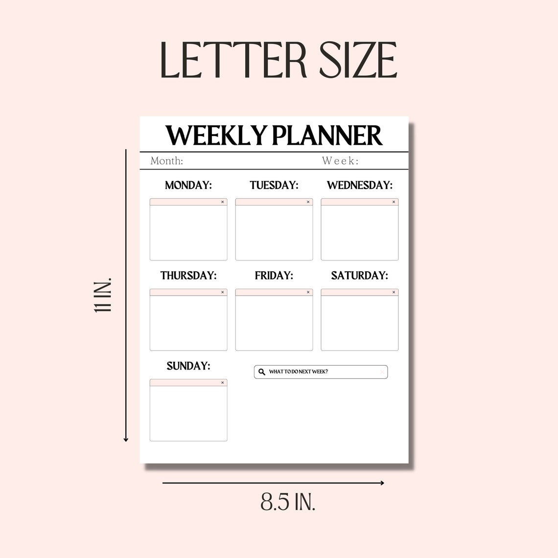 Printable Weekly Planner Digital Weekly Planner Weekly Planner Sheet ...