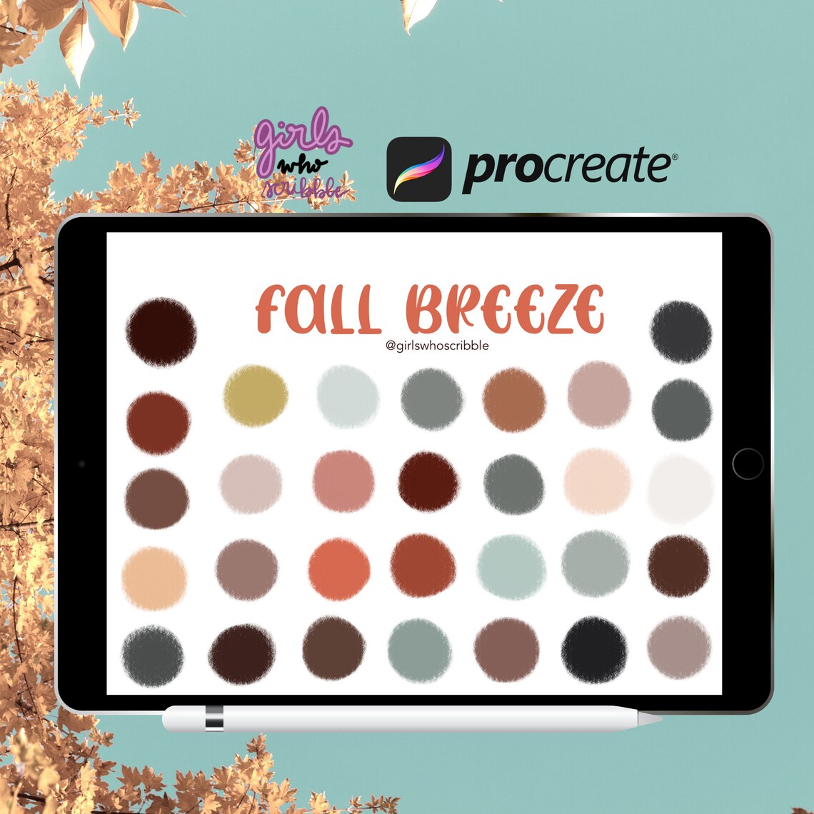 Procreate Fall Color Palette, Procreate Fall Palette, 30 Fall Color ...