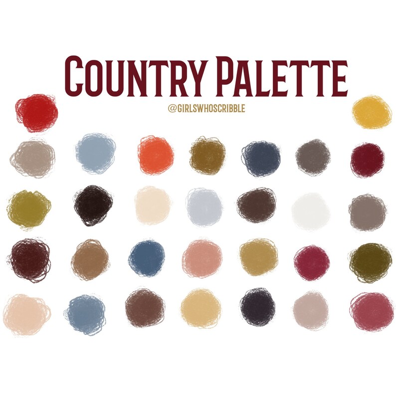 Procreate Country Color Palette, Procreate Country Palette, 30 Country ...