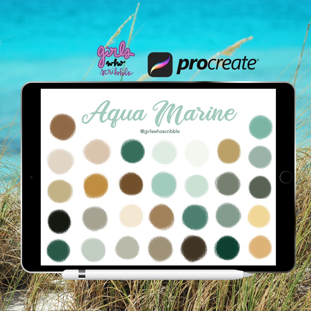 Aqua Color Palette, Procreate Blue Palette, 30 Aqua Color Swatches ...