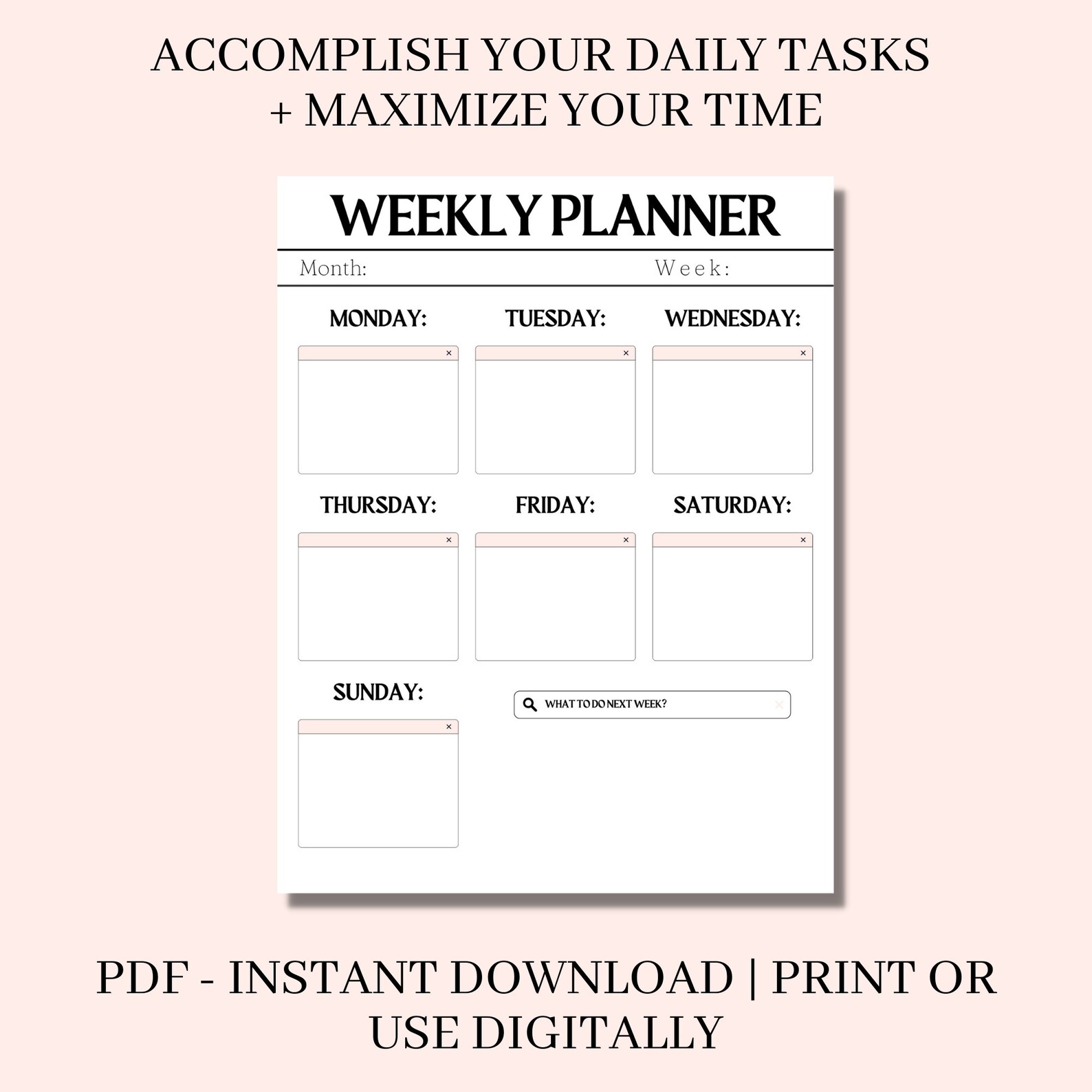 Printable Weekly Planner | Digital Weekly Planner | Weekly Planner ...