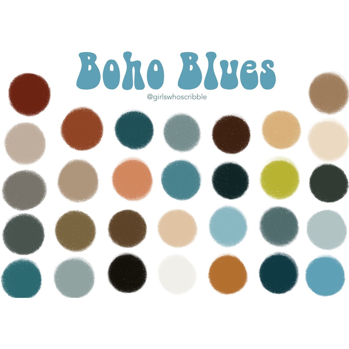 Procreate Boho Color Palette Procreate Boho Blue Palette 30 Boho Color Swatches Procreate