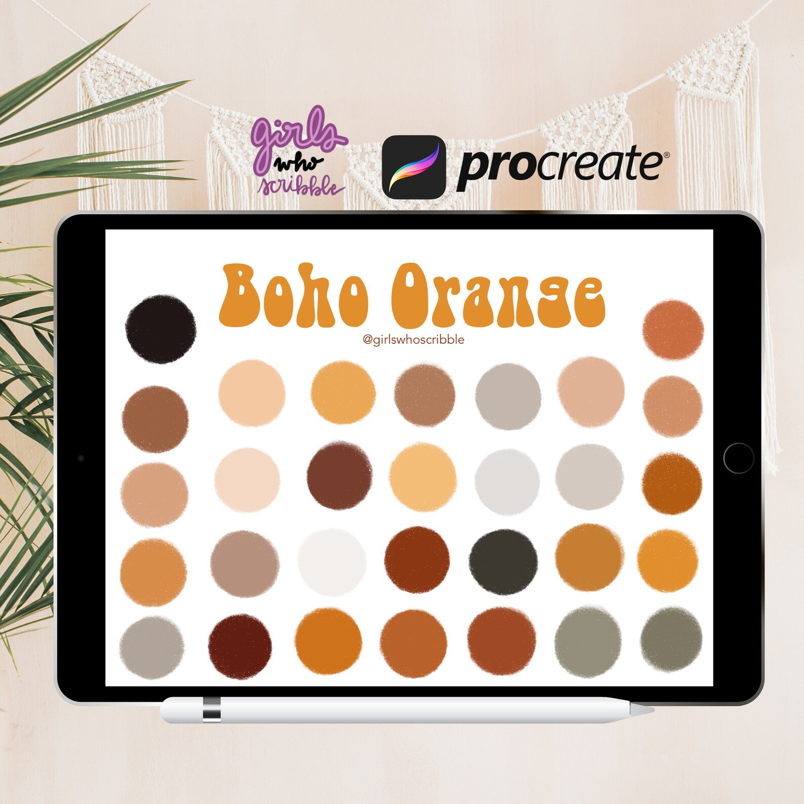 Procreate Boho Color Palette Procreate Boho Orange Palette | Etsy