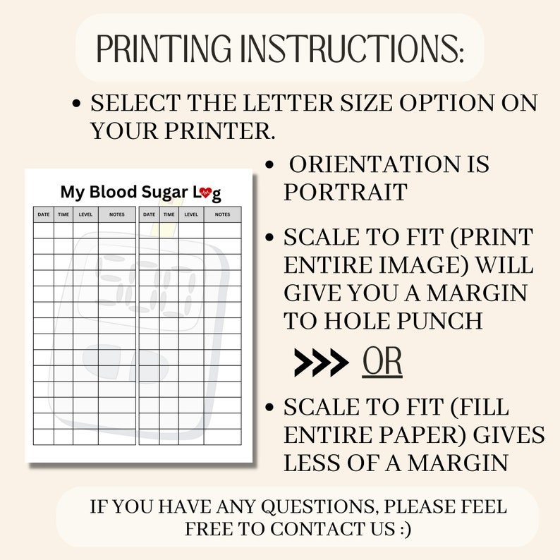 Printable Blood Sugar Log | Minimalistic Blood Sugar Tracker | Blood ...