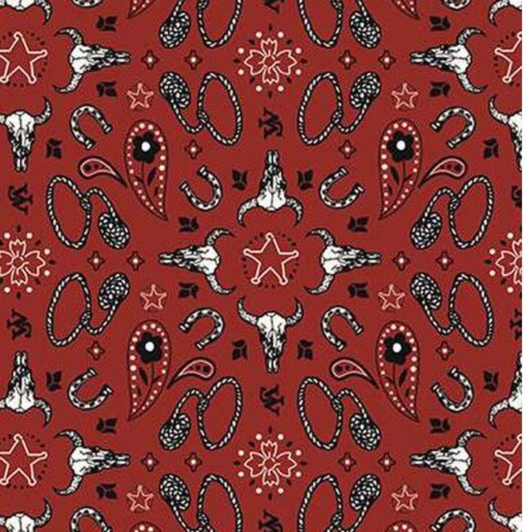 John Wayne Courage Bandana Fabric Barn Red by Riley Blake Cowboy ...