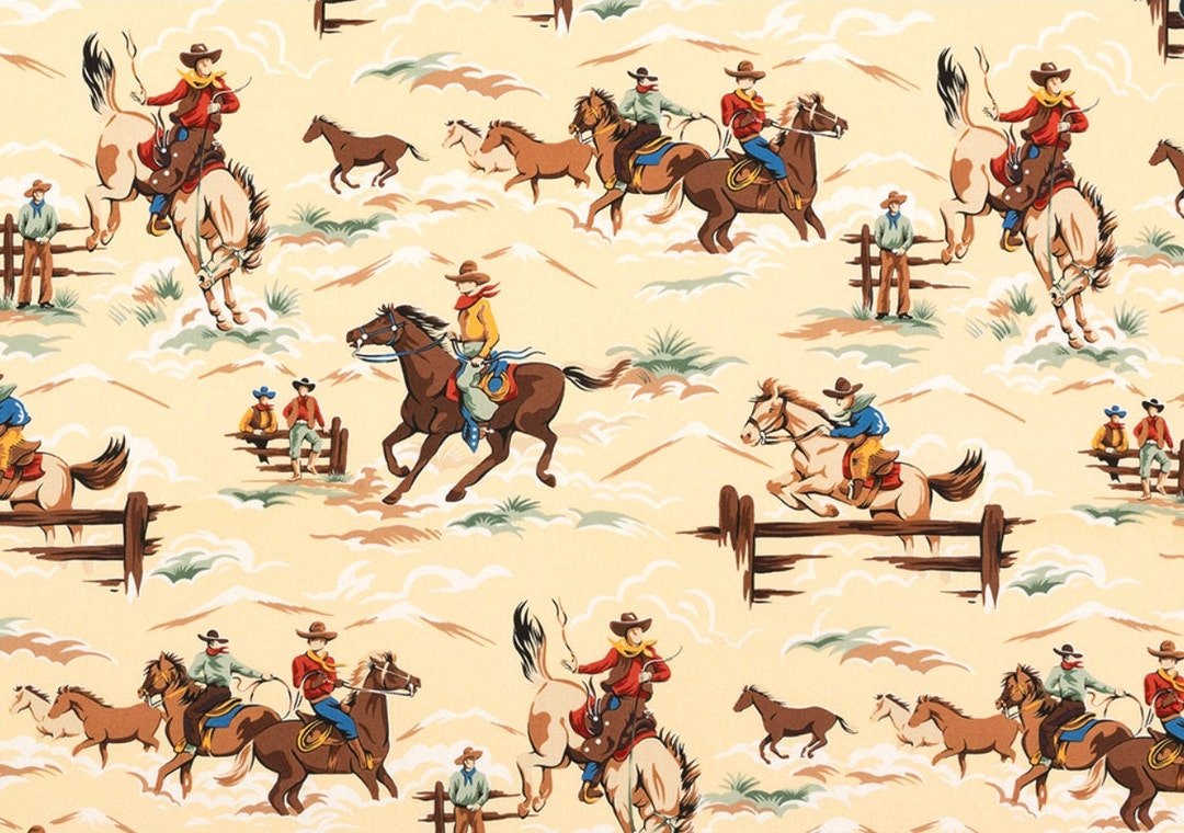 Discontinued Way of the West Western Cowboy Rodeo Wild West Fabric by ...