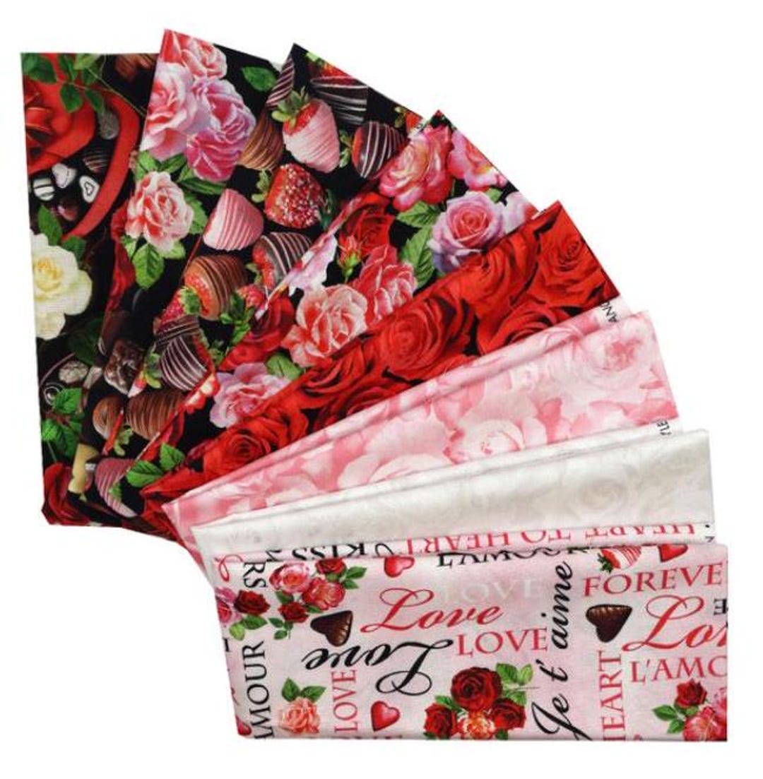 True Romance Love Roses Chocolate Candy 8 Half Yard Pre Cut 4 Yards ...