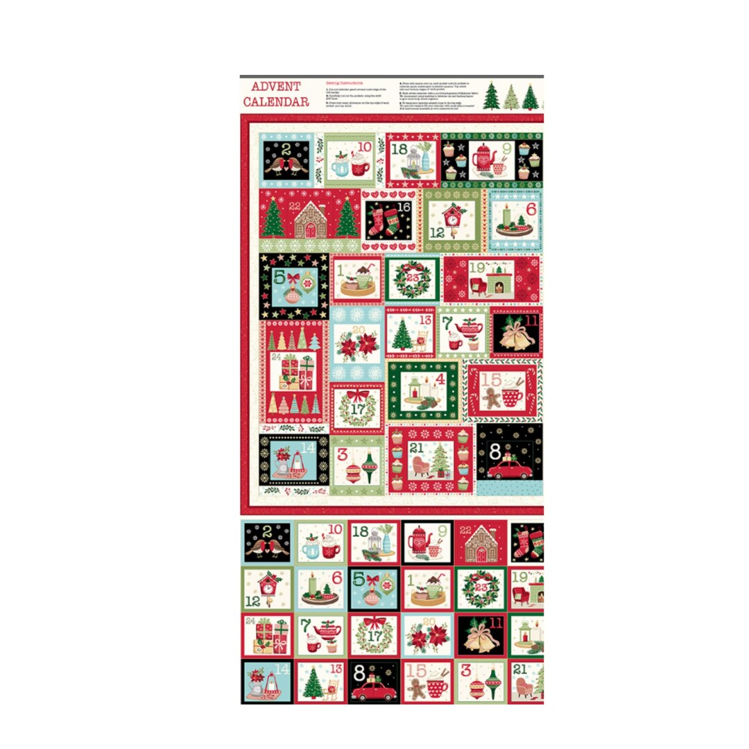 Cozy Christmas Holiday Advent Calendar Panel by Makower UK Andover ...