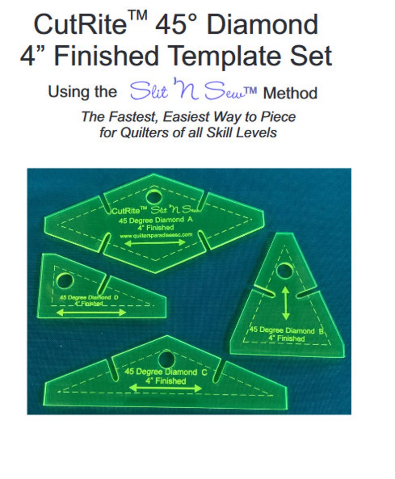 Quilt Templates 4 Inch 45 Degree Diamond Cutrite Slit N Sew - Etsy