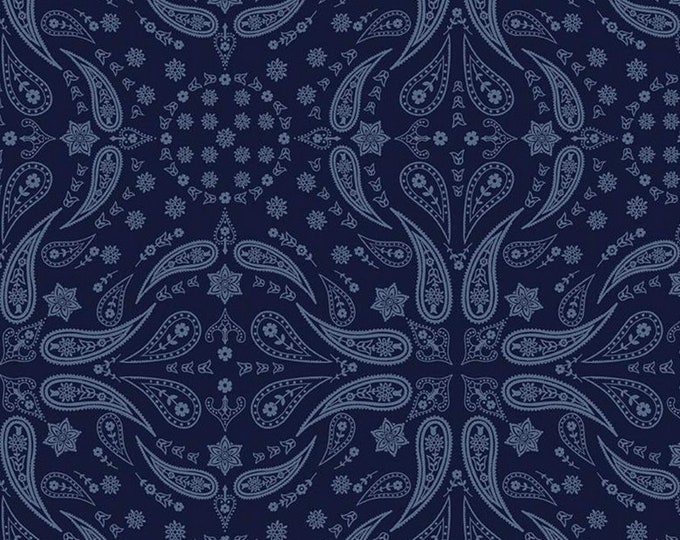 Western Style Blue Bandana Print Fabric 100% Premium Cotton by Riley ...