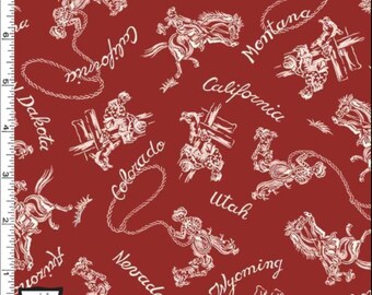Buckaroo Yee Haw Retro Style Western Cowboy Fabric in Navy by Michael ...