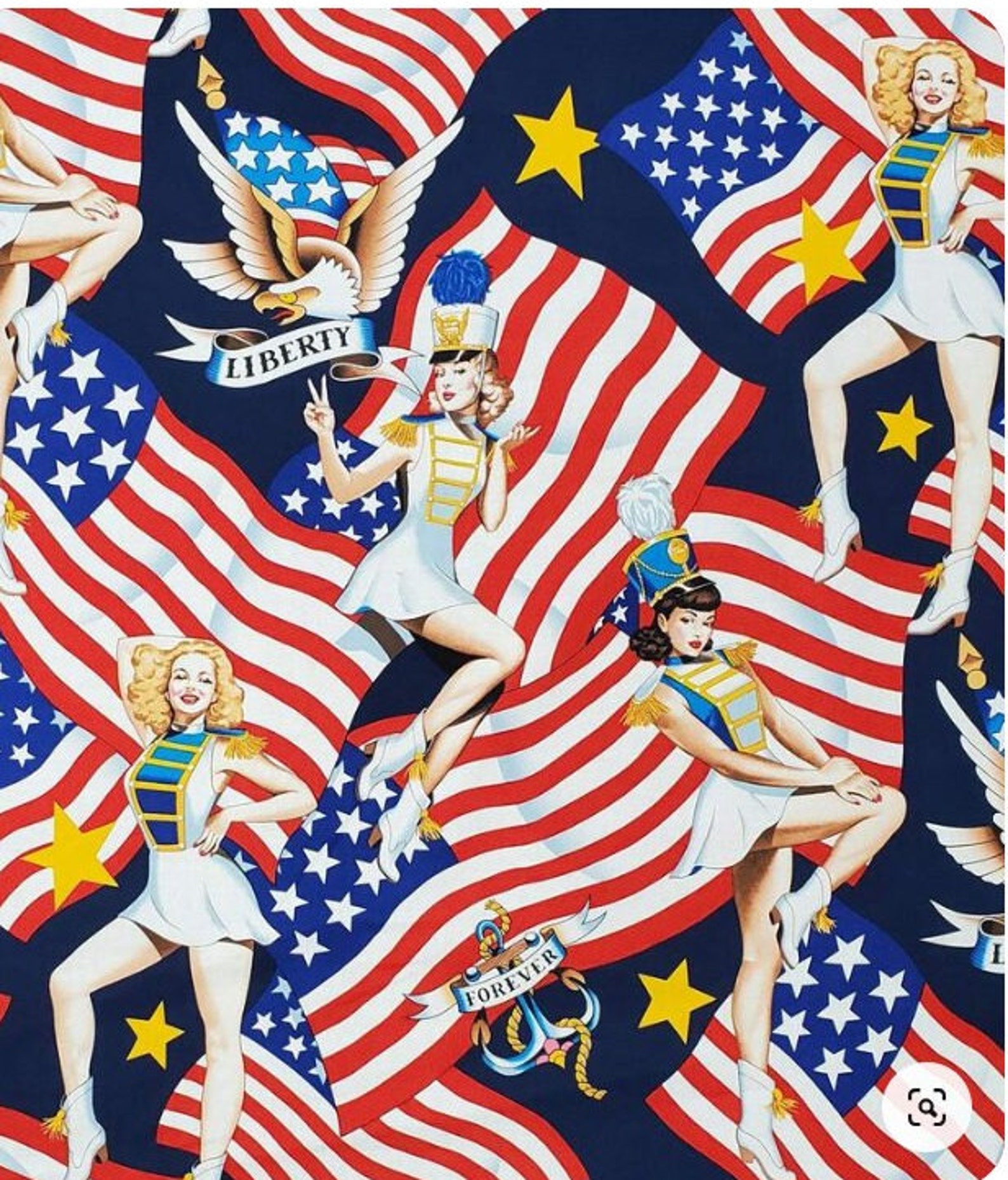 Long May She Wave Patriotic Pin up Girls Fabric by Alexander Henry ...