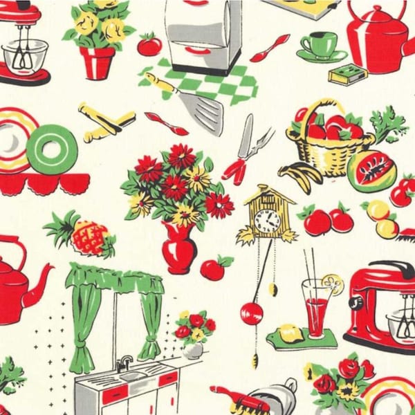 Retro Kitchen Fabric - Etsy