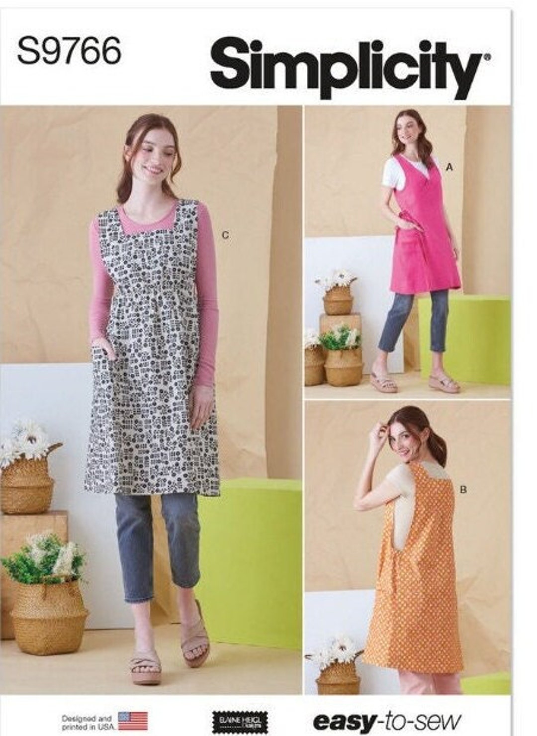 NEW Simplicity Tabard Full Apron Pattern for Kitchen Crafts or Garden ...