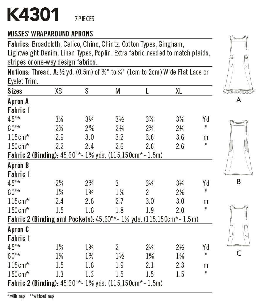 Vintage Style Wrap Around and Smock Aprons Pattern by Simplicity/kwik ...