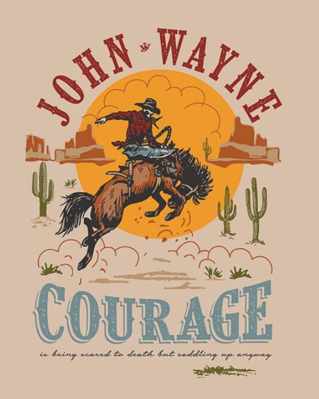 John Wayne Cowboy Western Courage Panel 36x43 by Riley Blake Two Color ...