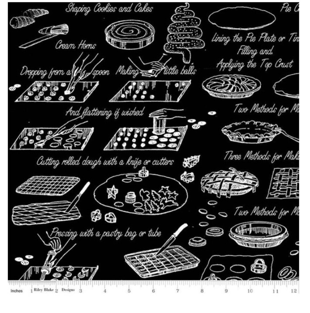 Retro Cook Book Design Vintage Cookbook Illustation Chalk Sketch Fabric ...
