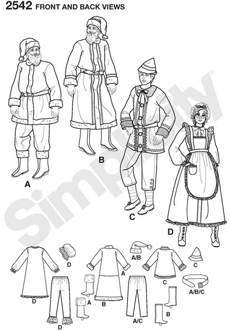 Simplicity Pattern for Santa Mrs. Claus and Elf Costumes in - Etsy