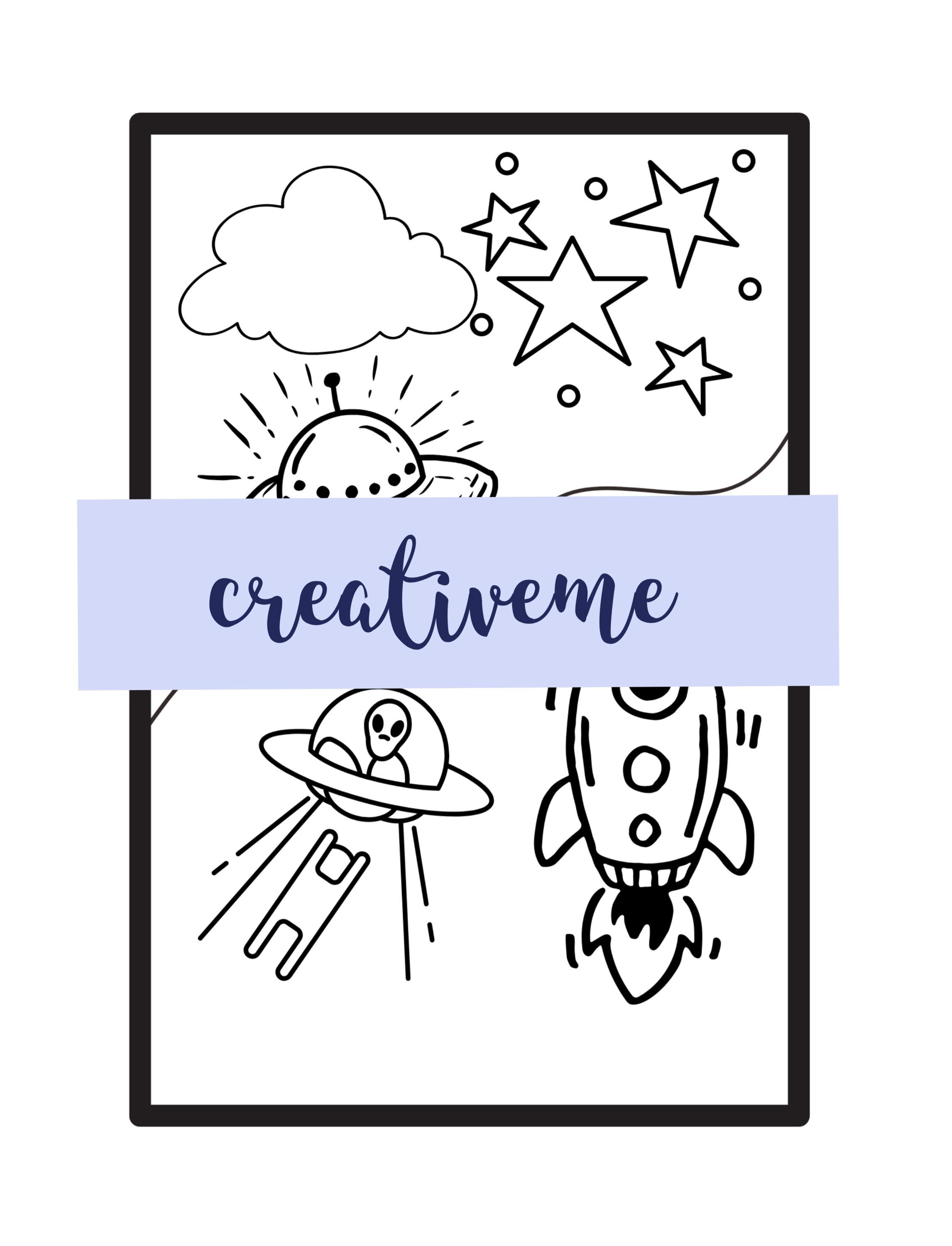 5 Space Coloring Pages for Kids. A4 Size Digital Downloads. Space ...
