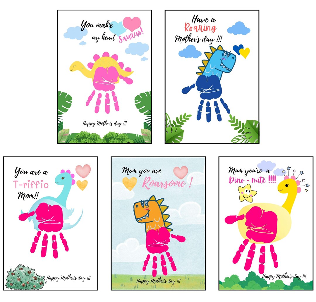 Mother's Day Dinosaur Handprint Art: DIY Keepsake (digital Download) - Etsy