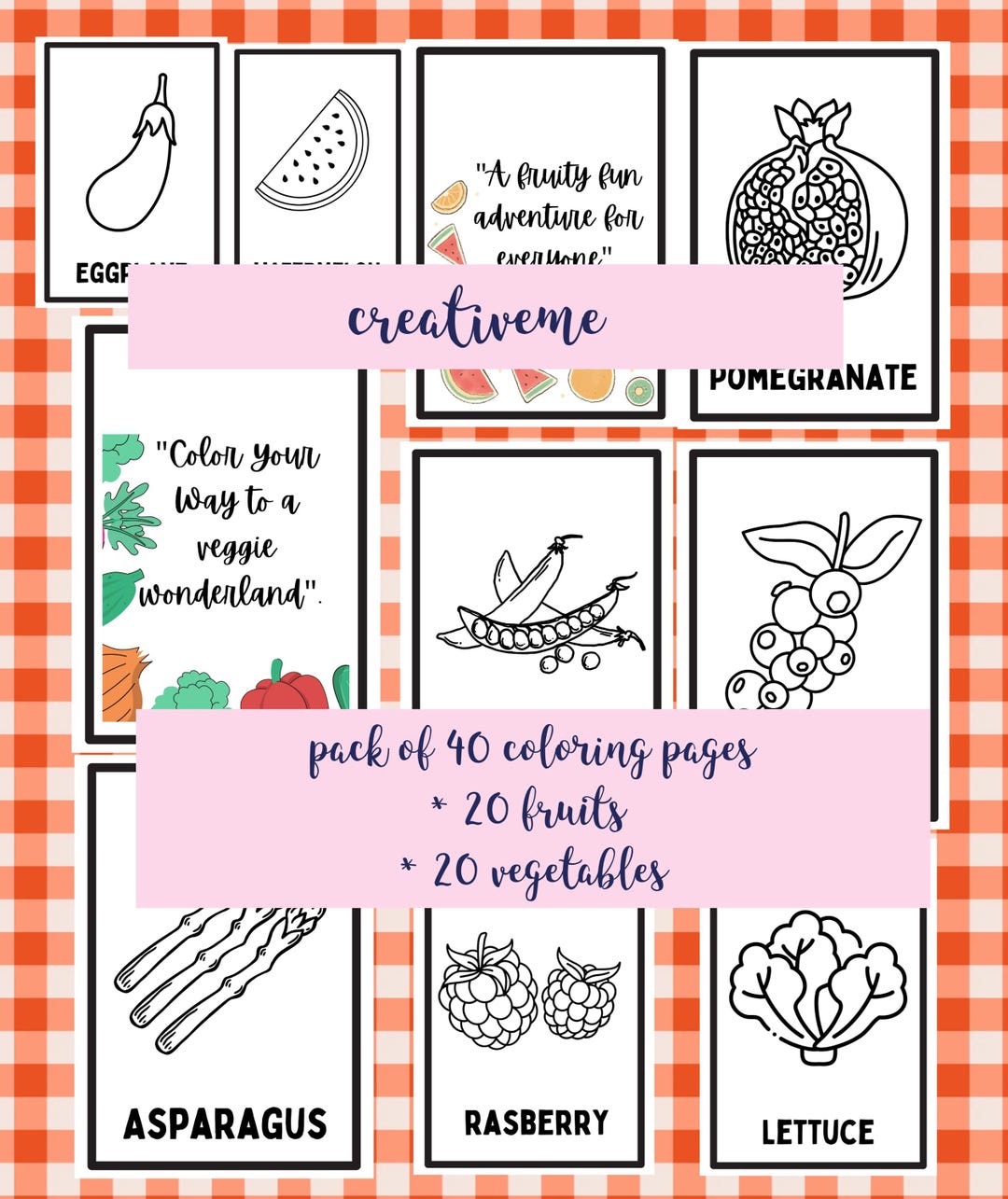 Fruits & Vegetables Coloring Pages: 40 A4 Sheets (digital Download) - Etsy