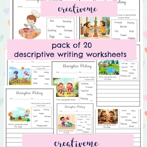 Creative Writing Worksheets: Descriptive Prompts, Grammar Practice (A4 ...