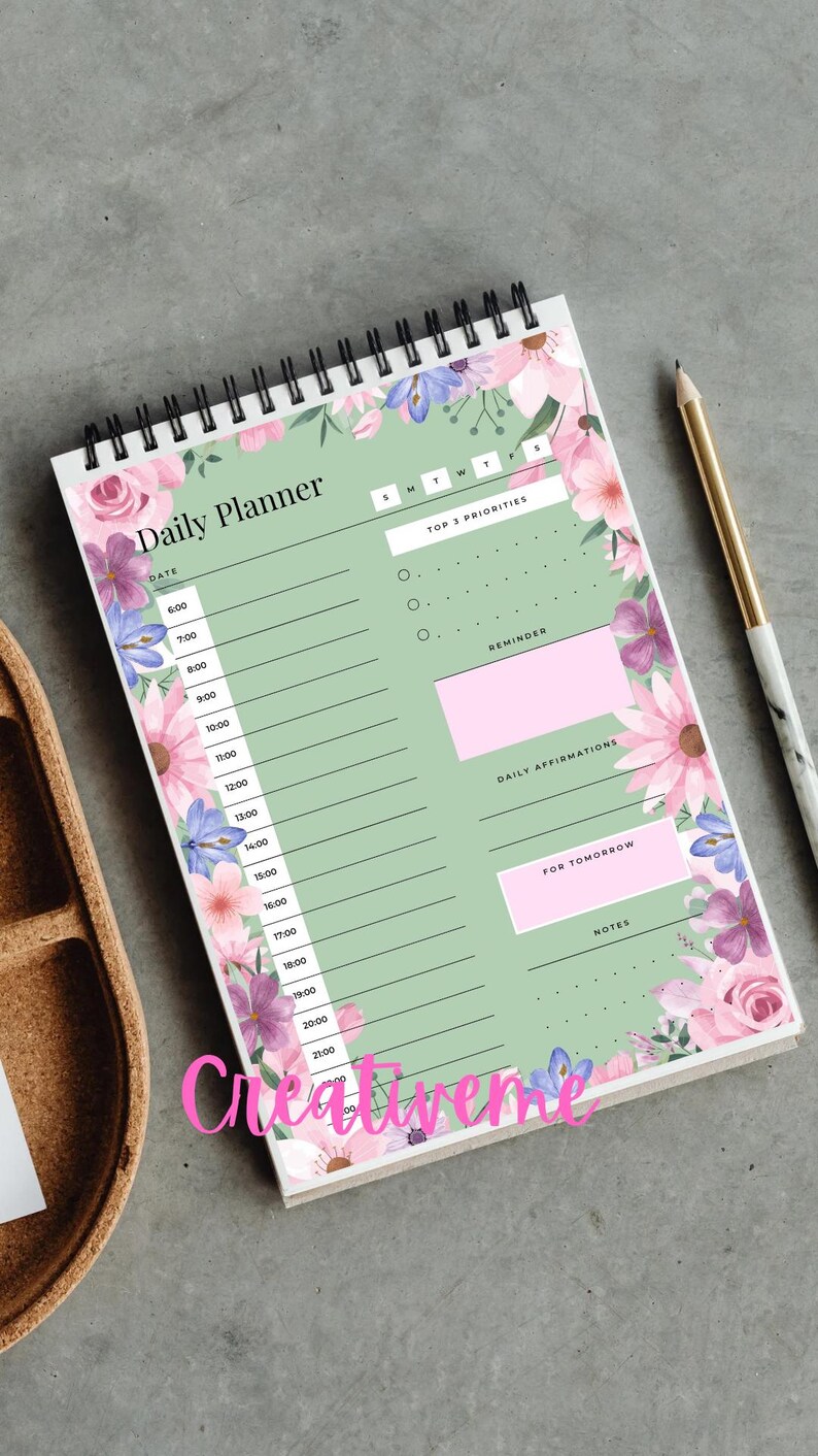 Pink Floral Daily Planner: A4 Printable Schedule (digital Download) - Etsy