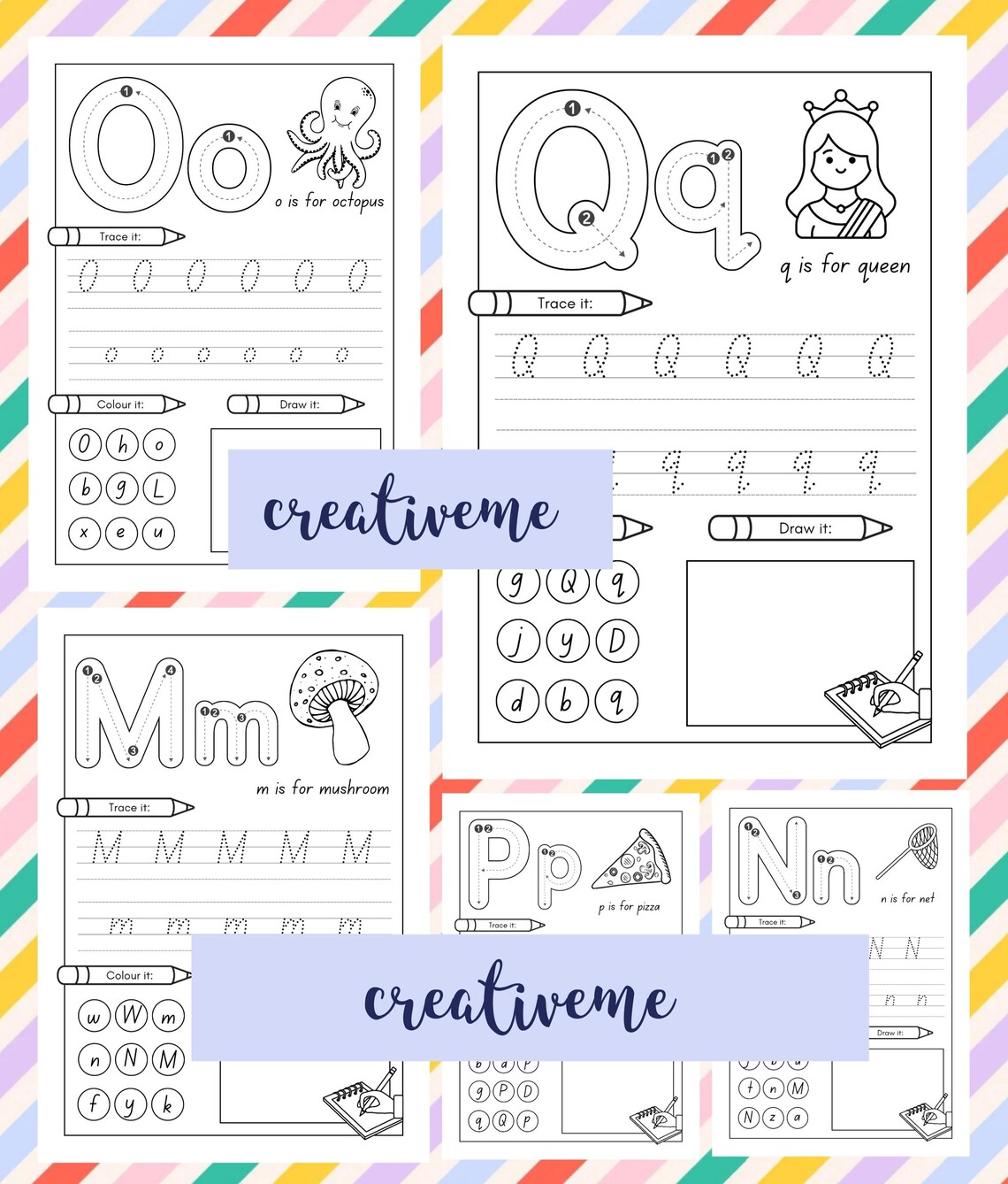 ABC Letter Tracing Worksheets: Coloring & Drawing Activity (PDF) - Etsy