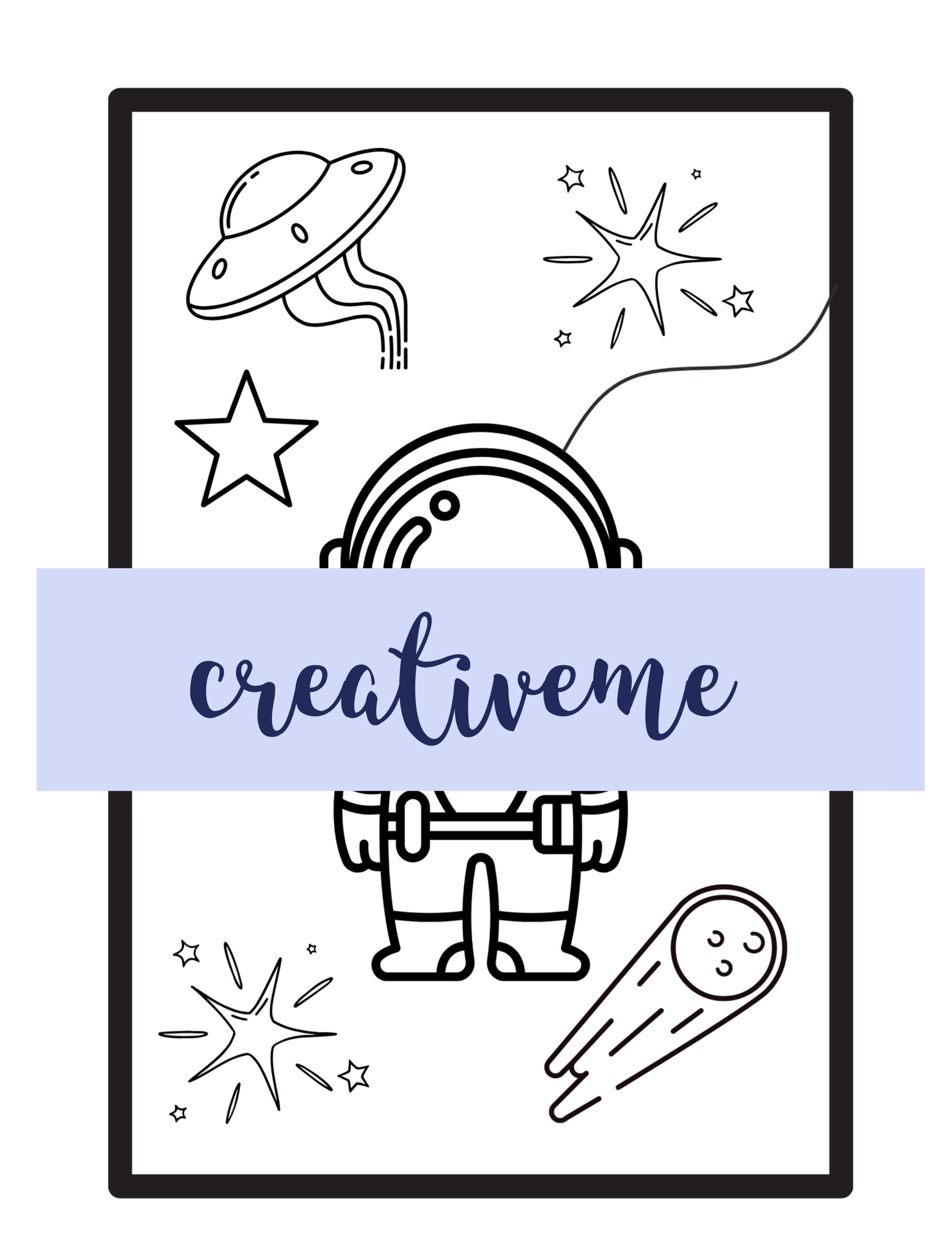 5 Space Coloring Pages for Kids. A4 Size Digital Downloads. Space ...