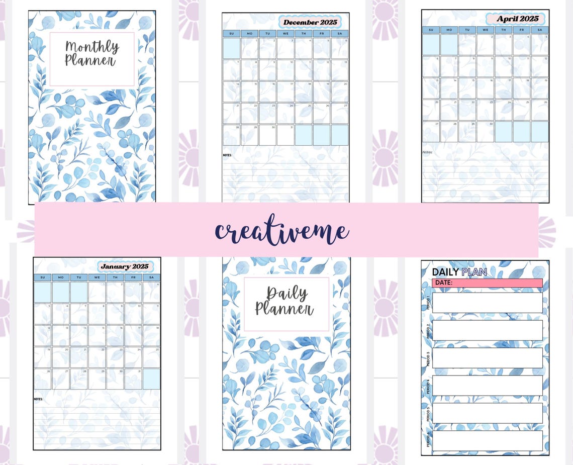 2025 Teacher Planner: Blue Floral A4 Digital Download - Etsy