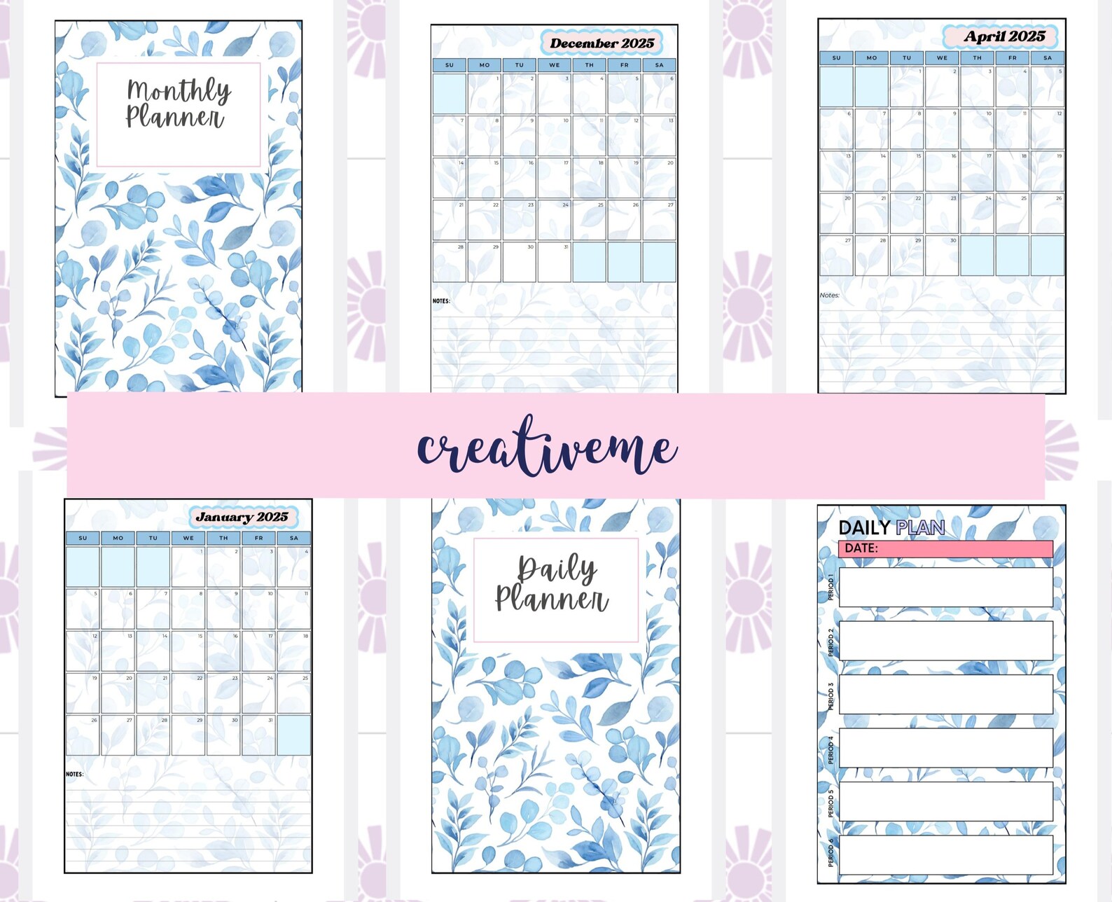 2025 Teacher Planner: Blue Floral A4 Digital Download - Etsy