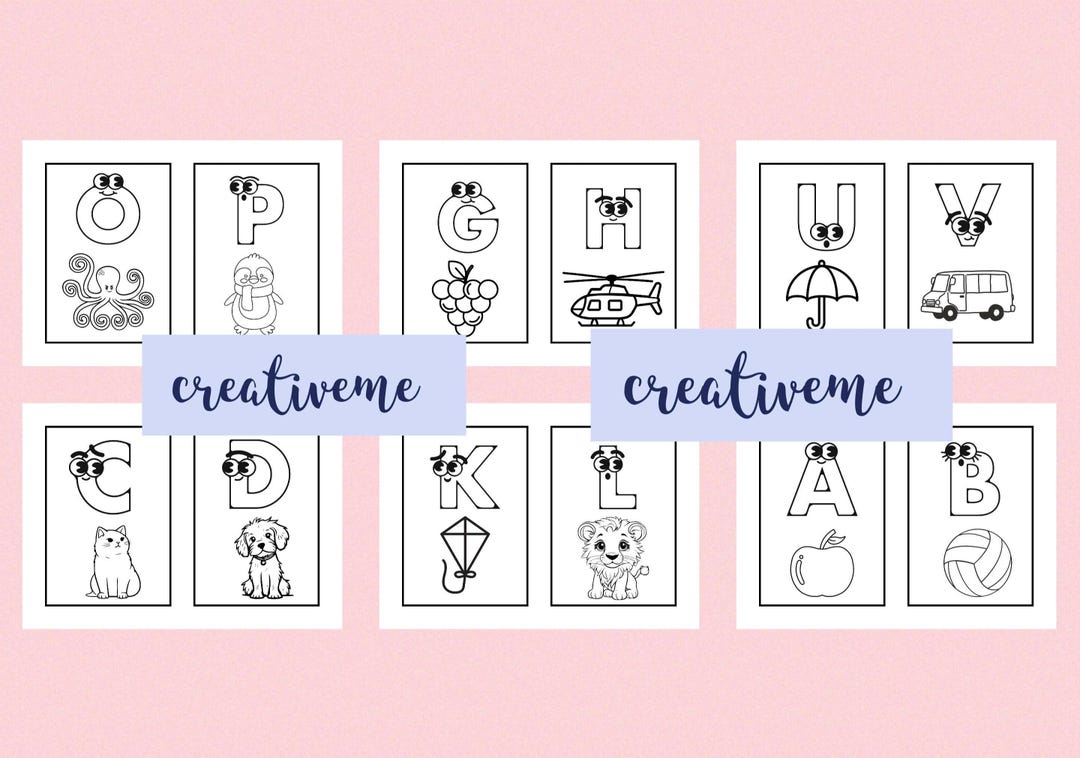 Alphabet Coloring Flashcard Worksheets for Kids (digital Download) - Etsy