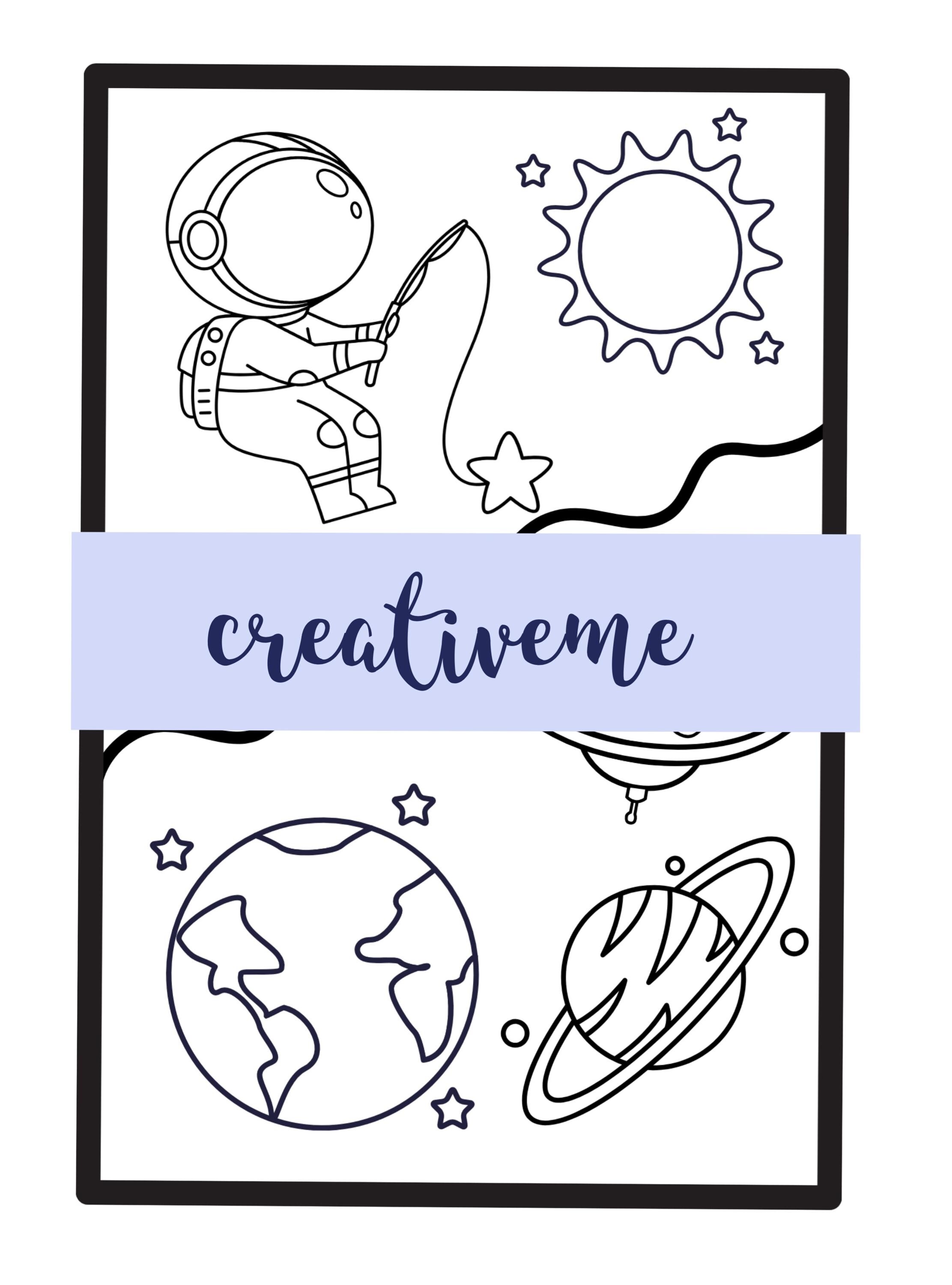 5 Space Coloring Pages for Kids. A4 Size Digital Downloads. Space ...