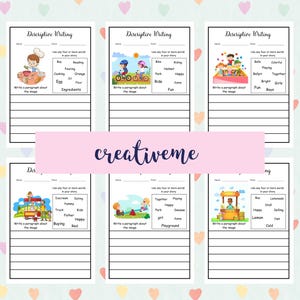 Creative Writing Worksheets: Descriptive Prompts, Grammar Practice (A4 ...