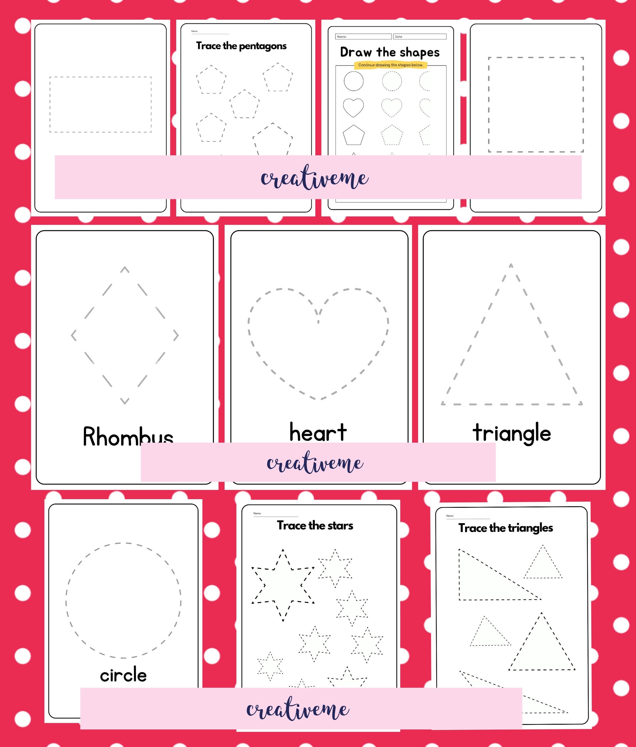 Shapes Worksheets for Kids: Trace, Color, Draw Activity Pack (A4 ...