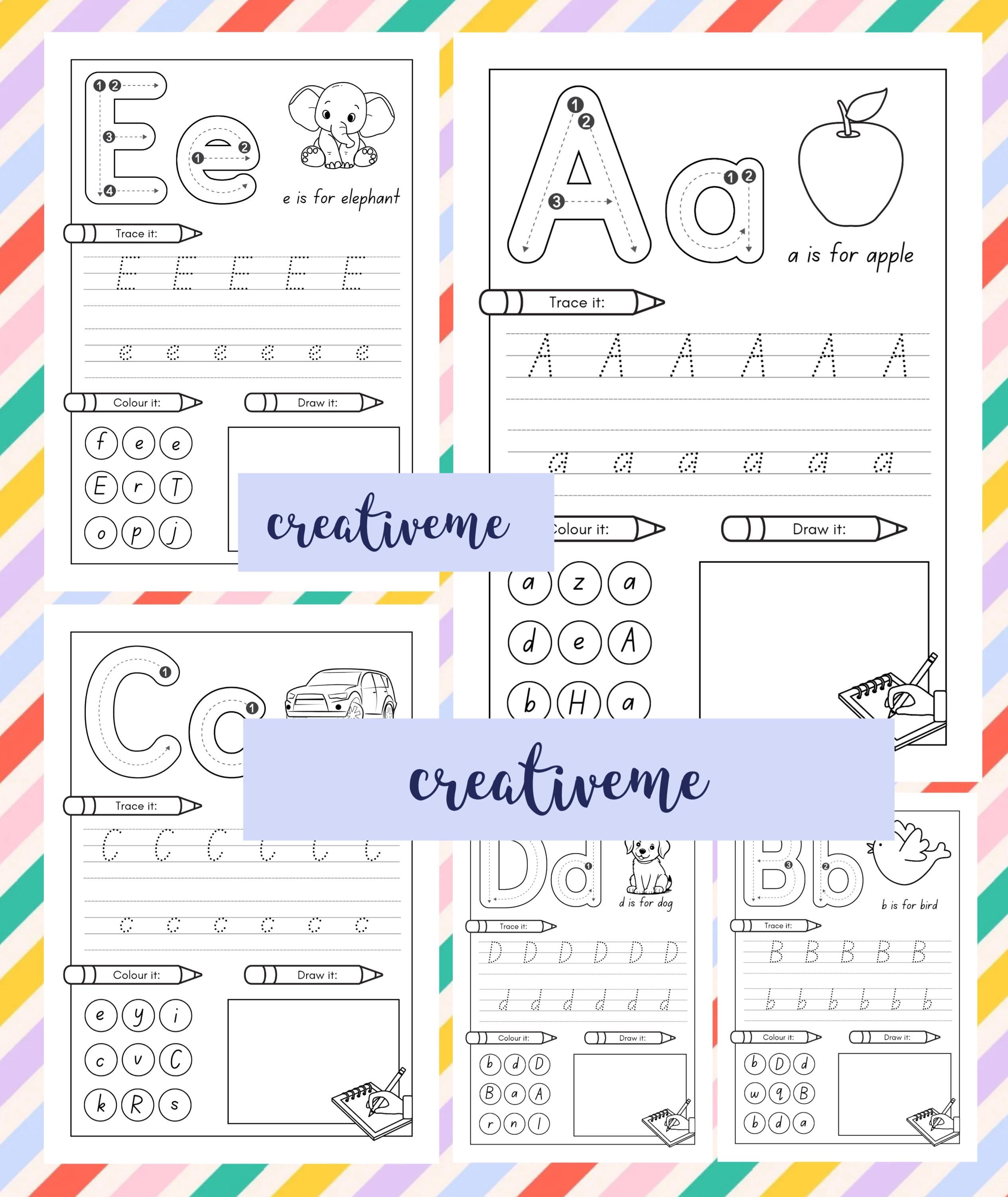 Letter Tracing Coloring & Drawing Activity Sheets. ABC Tracing ...