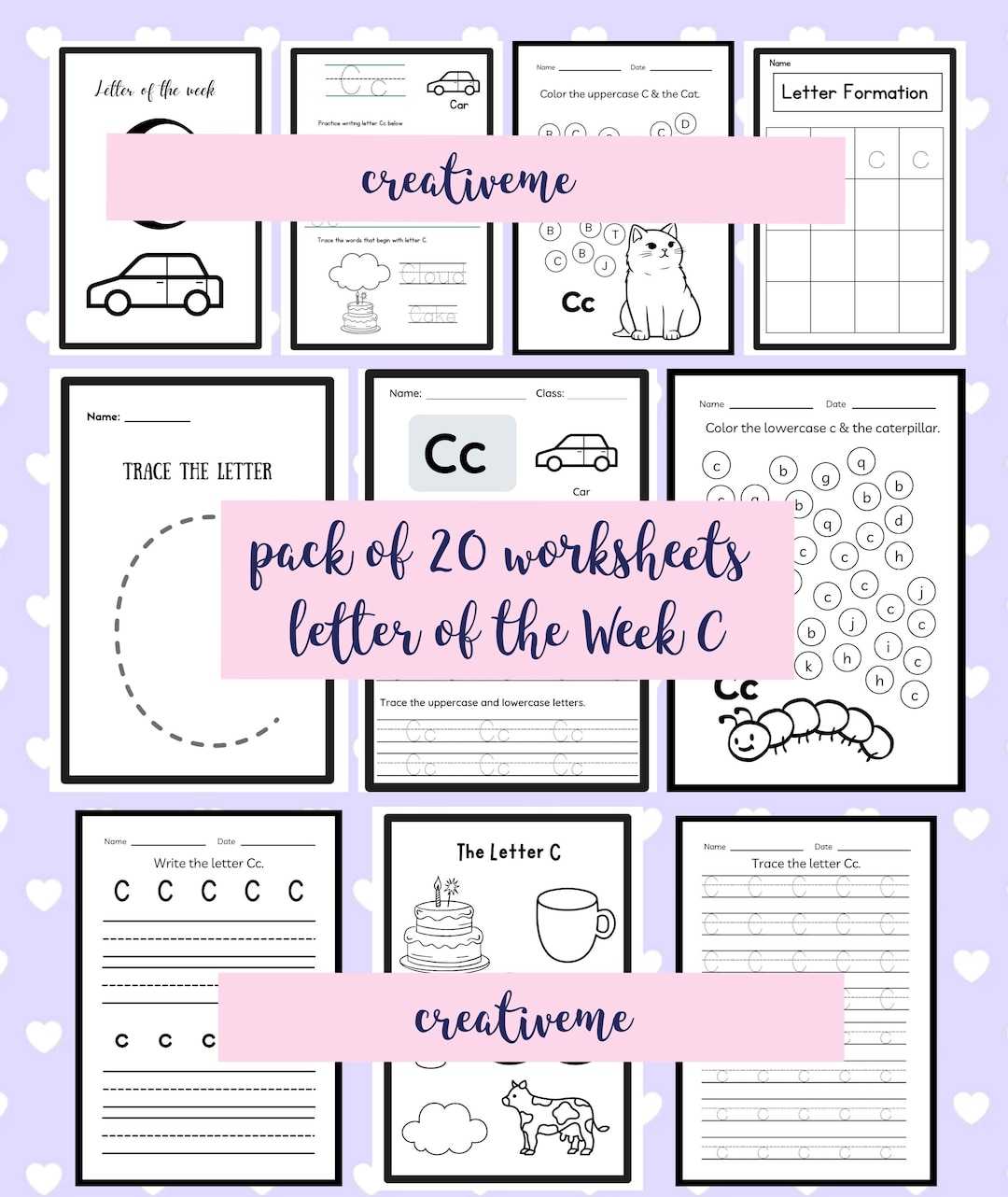 Letter of the Week C.pack of 20 Worksheets to Practice,trace and Learn ...