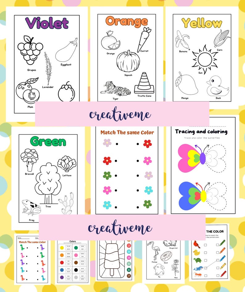 Color Learning Worksheet Bundle: Matching & Tracing (A4 Digital ...