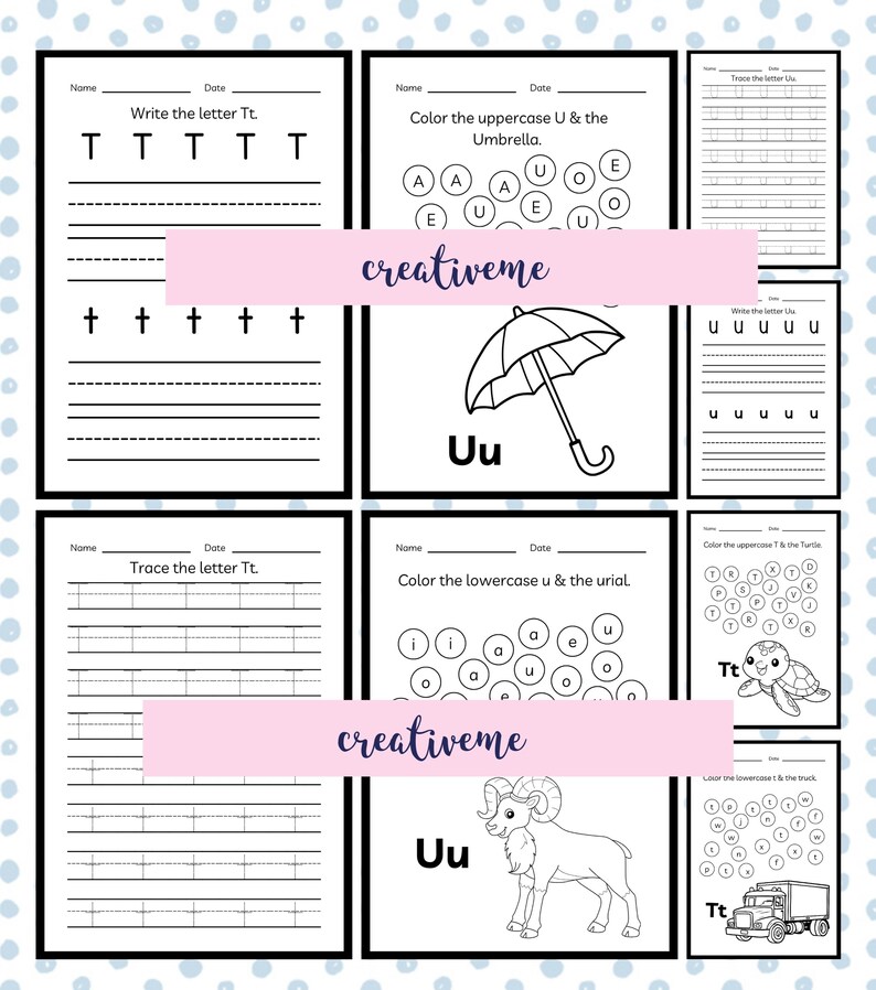 Letter Recognition Worksheet for Kids.learn Uppercase Lowercase, Trace ...