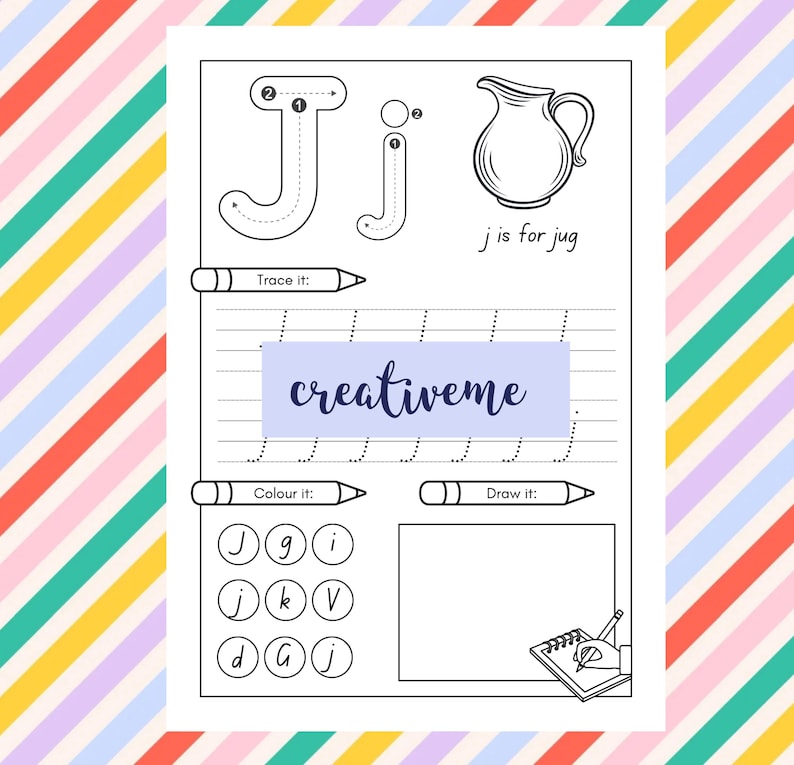 ABC Letter Tracing Worksheets: Coloring & Drawing Activity (PDF) - Etsy