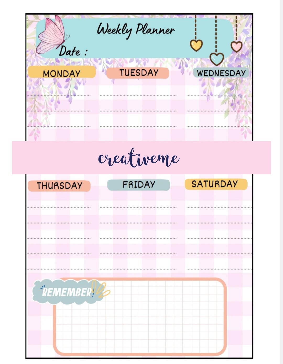 Whimsical Weekly Planner: Lilac, Purple & Pink (A4 Printable Digital ...